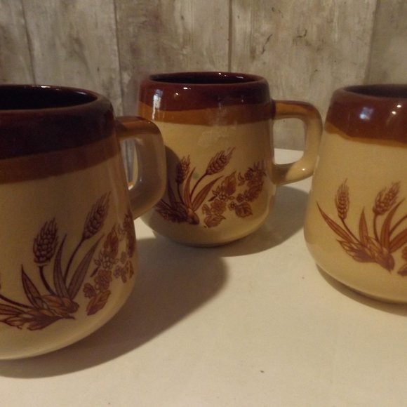 Kitchen | Vintage Wheat Design Coffee Mugs | Poshmark